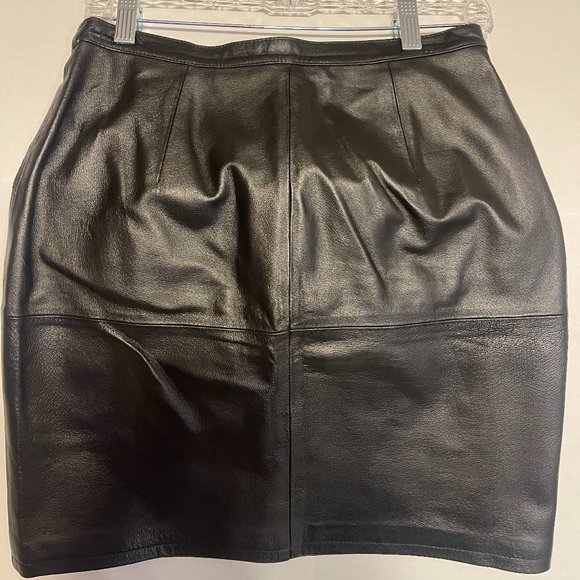 Shape FX | Skirts | Shape Fx Black Leather Skirt Size 100 Leather Mini ...